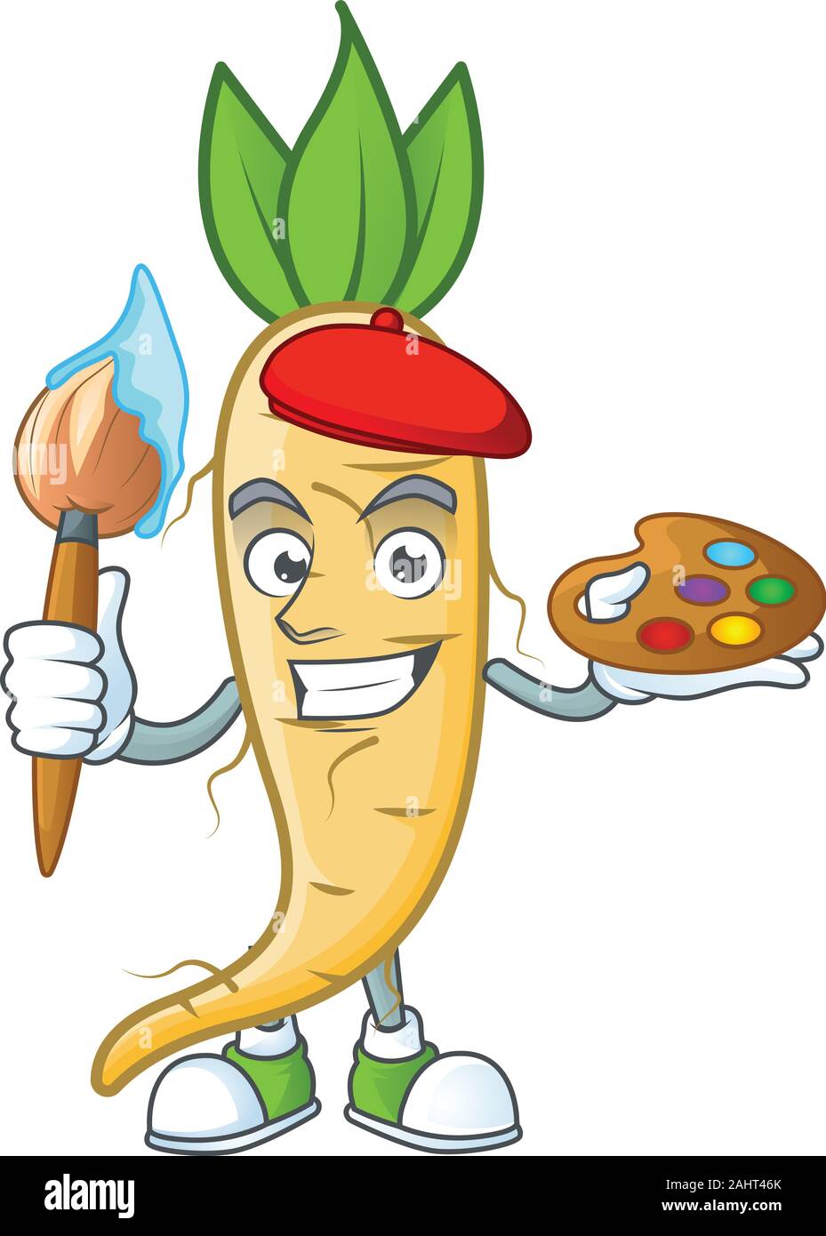 Happy salsify painter cartoon icon with brush Stock Vector Image & Art ...