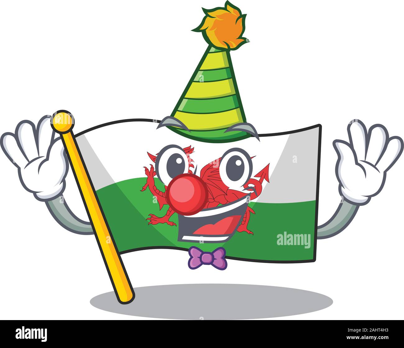 Cute and Funny Clown flag wales Scroll cartoon character mascot style ...