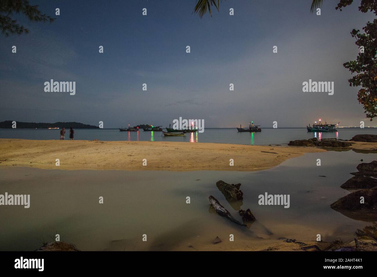 Koh Rong Island - Beach at Night Stock Photo - Alamy