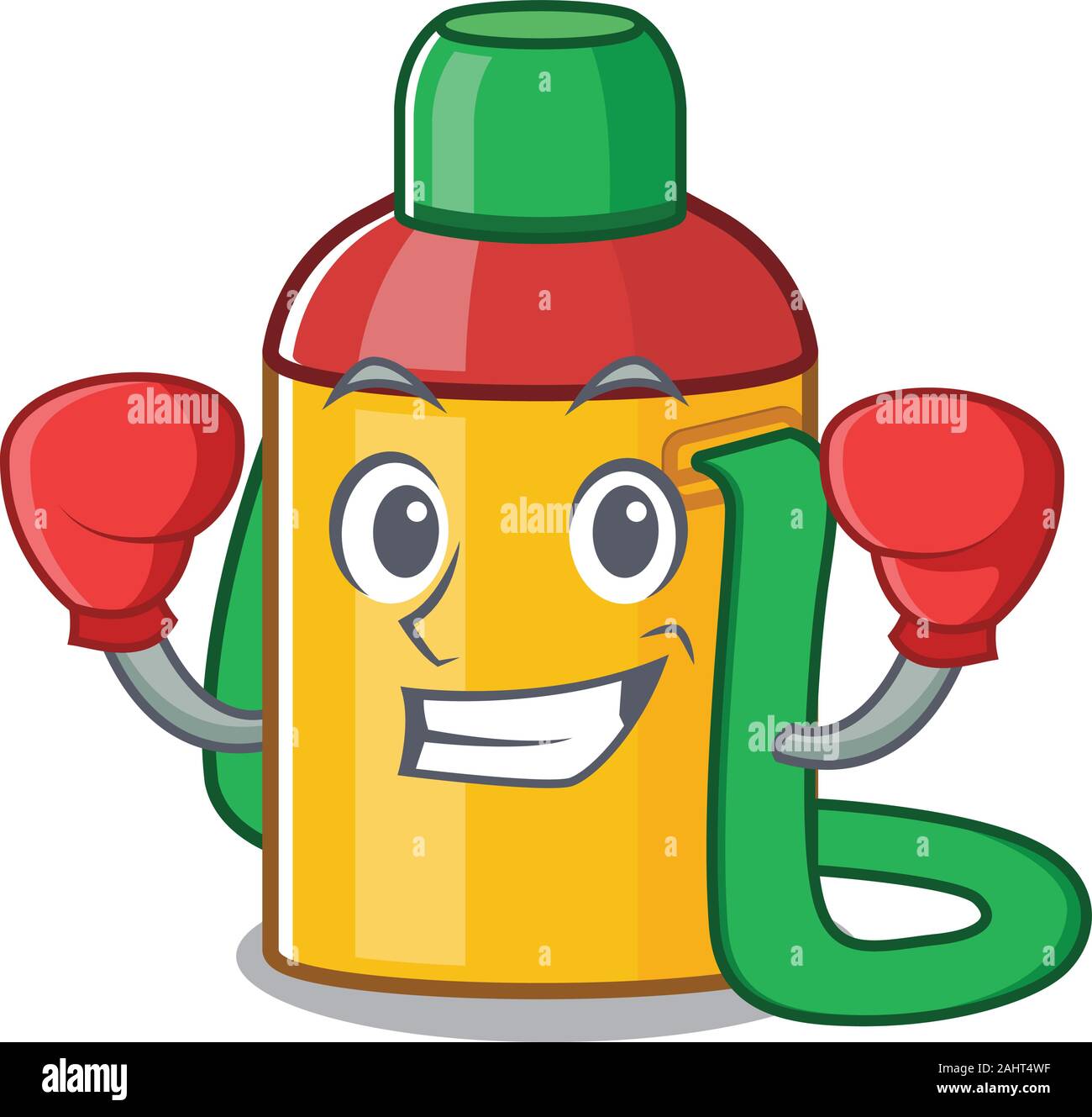 Happy Boxing kids water bottle Scroll mascot character style Stock ...