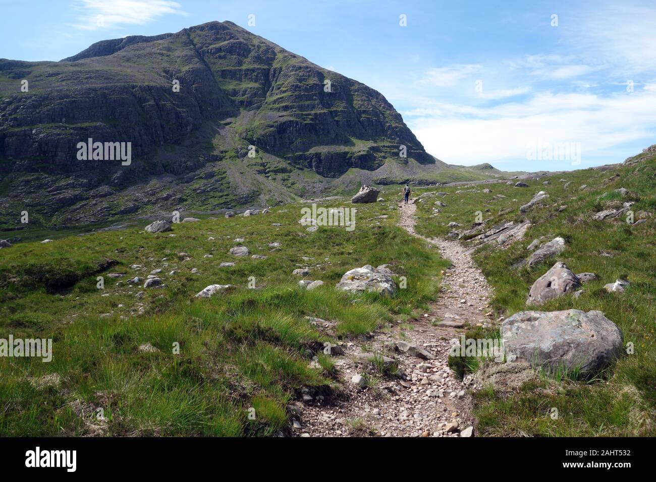 Lone Man Walking Towards the Scottish Mountain Corbett Fuar Tholl on ...