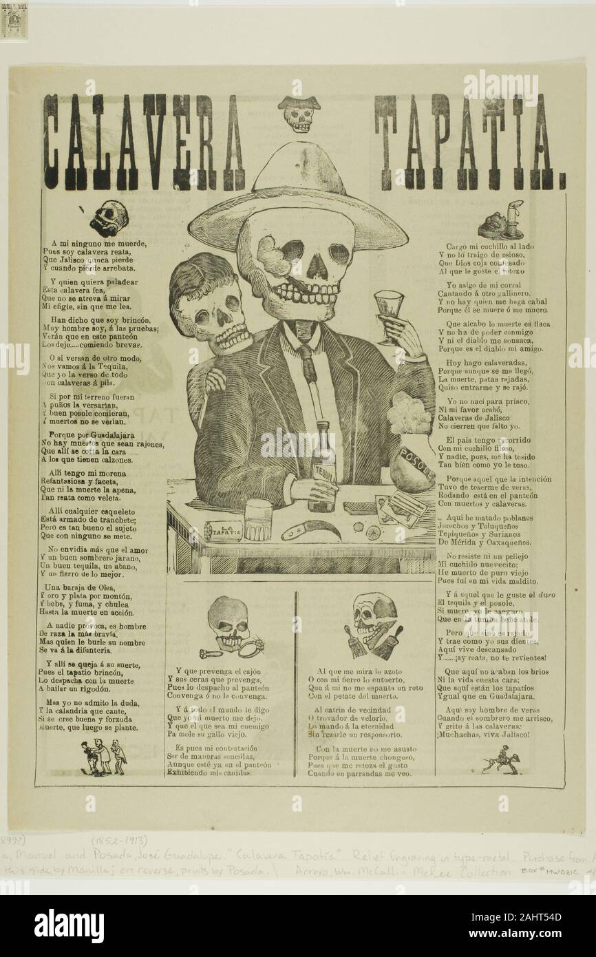 Manuel Manilla. Calavera Tapatia. 1850–1900. México. Double-sided ...