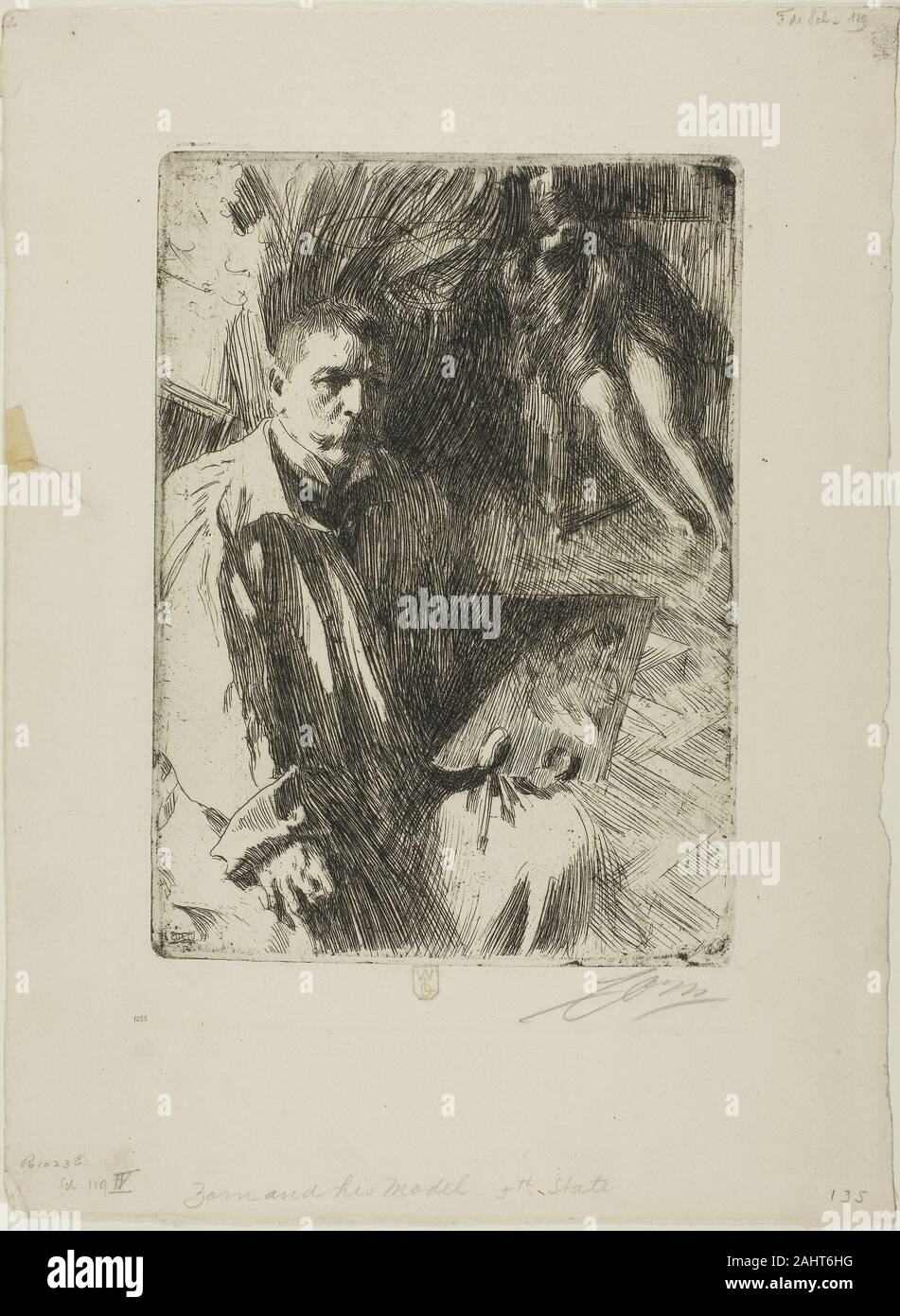 Anders Zorn. Self-Portrait with Model II. 1899. Sweden. Etching on ...
