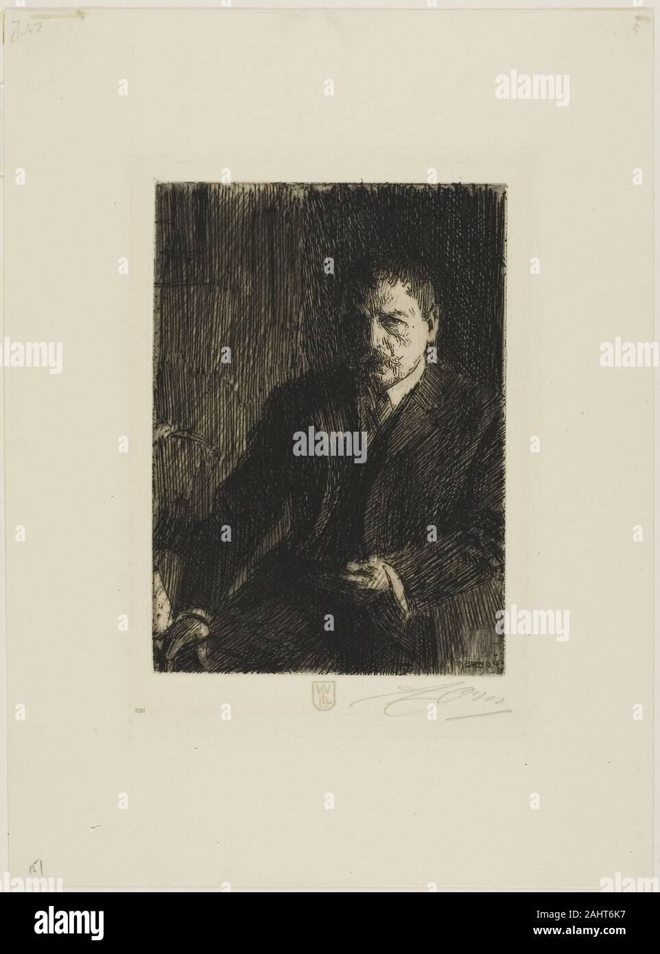 Anders Zorn. Self-Portrait 1904 I. 1904. Sweden. Etching on ivory laid ...