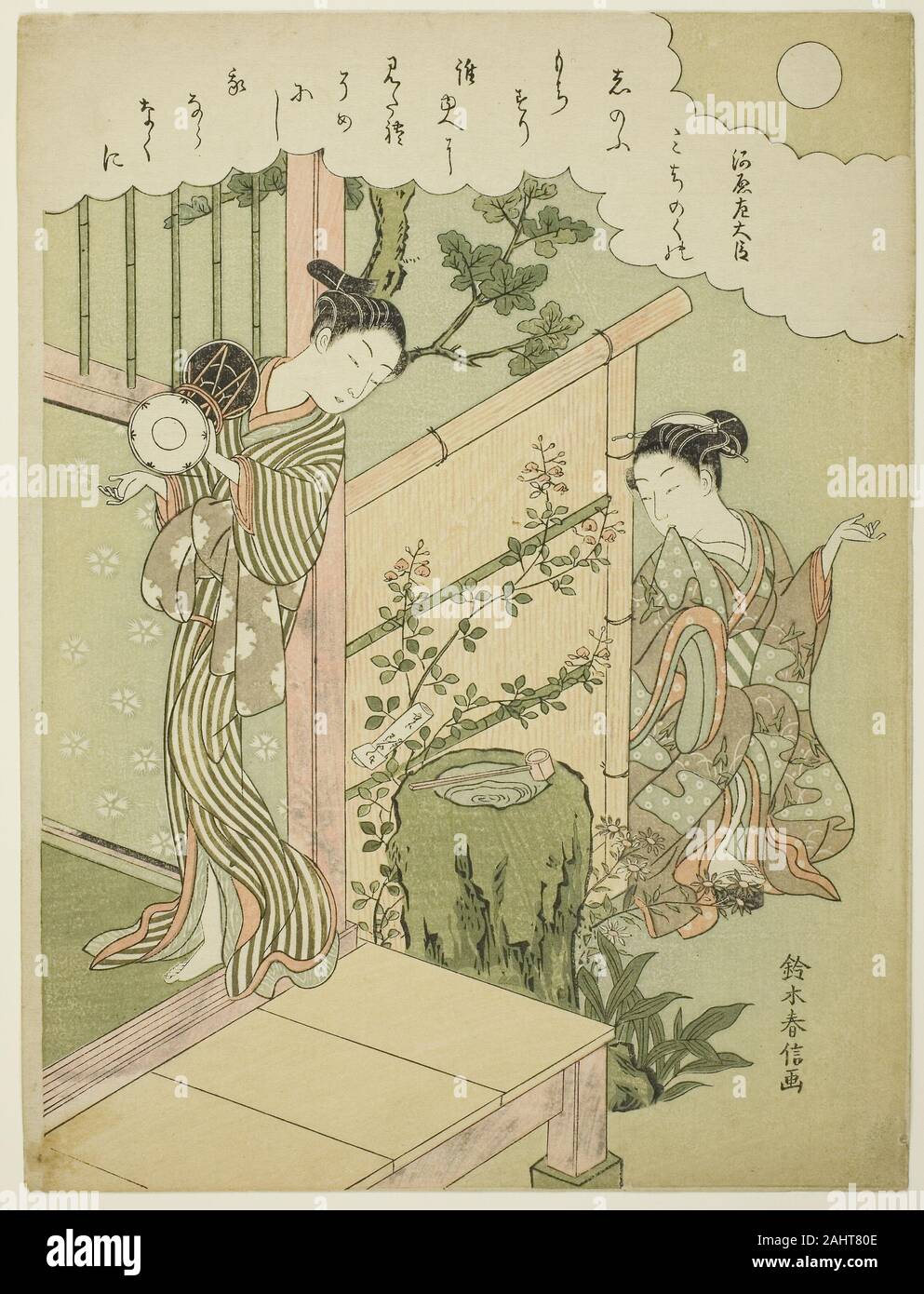 Suzuki Harunobu. Poem by Kawara no Sadaijin, from an untitled series of ...