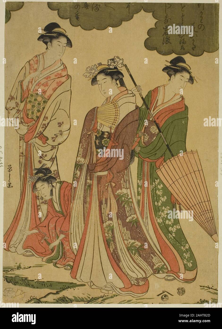 Chôbunsai Eishi. Women Viewing Cherry Blossoms. 1788–1798. Japan. Color ...