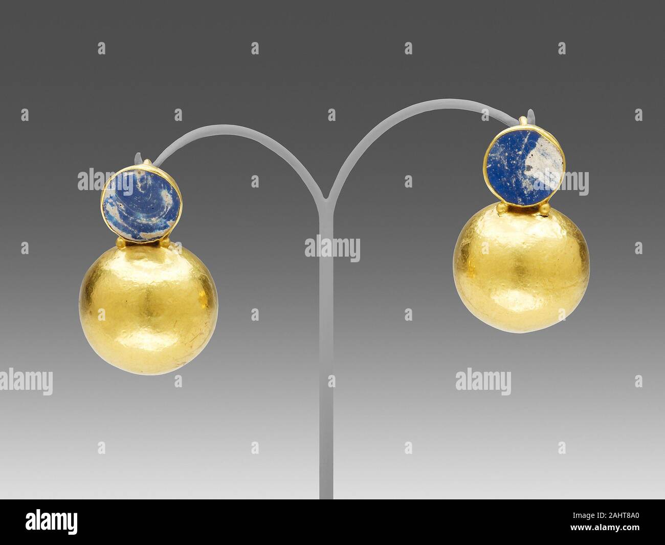 Ancient Roman. Pair of Earrings. 1 AD–100 AD. Roman Empire. Gold, glass ...