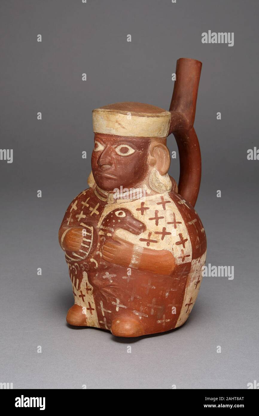Moche. Vessel in the Form of a Seated Figure Holding a Duck. 100 BC–500 ...