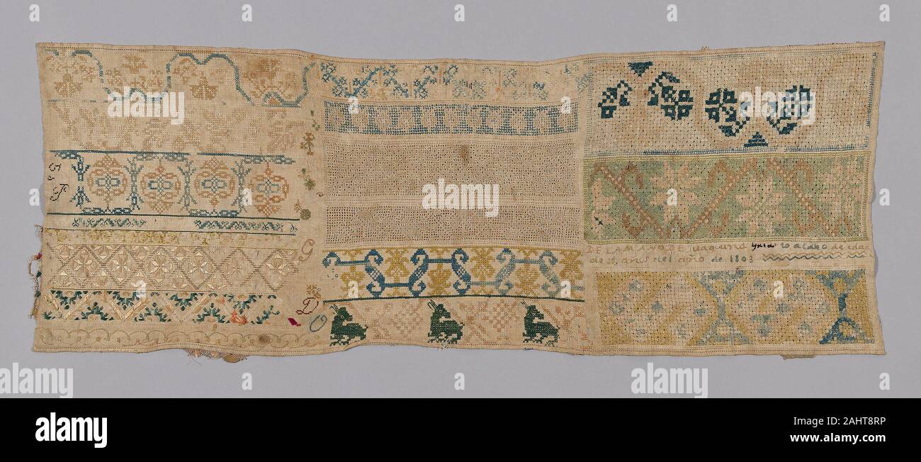 Linen tabby weave embroidered in silk hi-res stock photography and ...