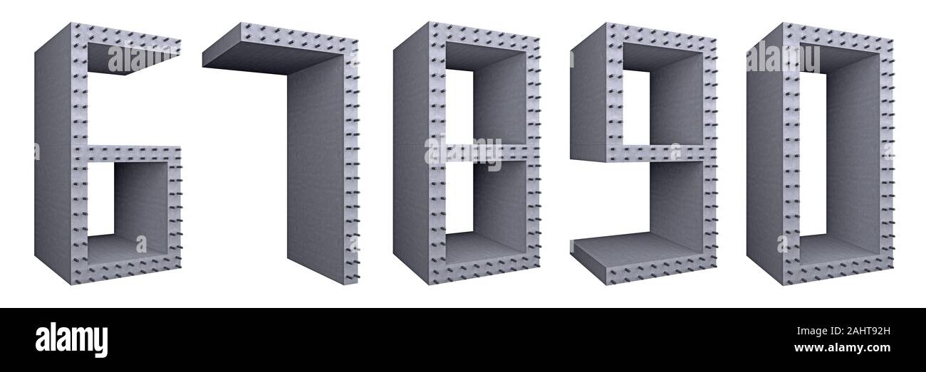 concrete slab numbers 6 7 8 9 0 isolated on white Stock Photo - Alamy