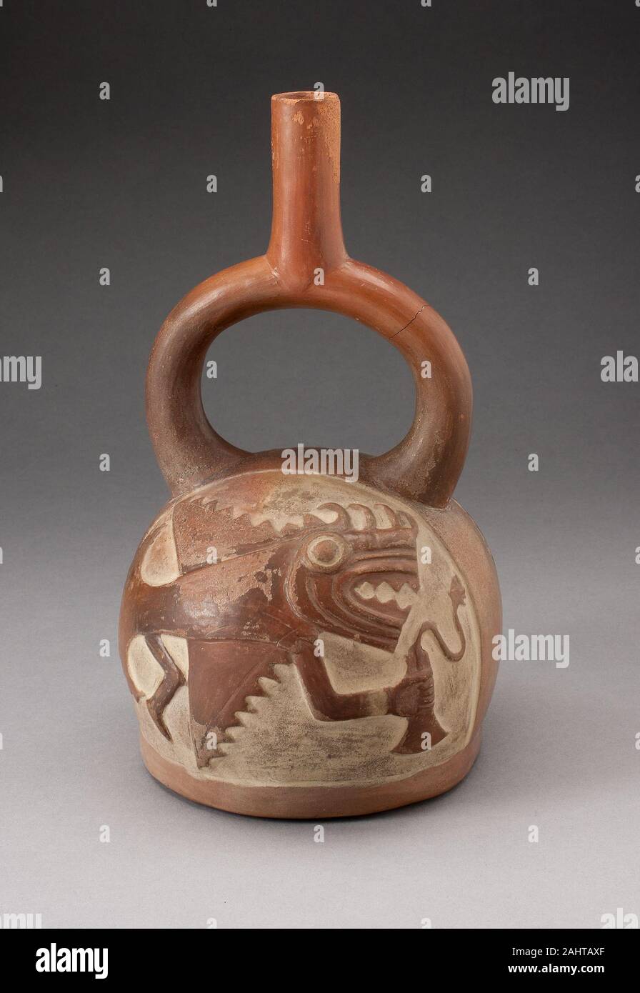 Moche. Stirrup Spout Vessel Incised with Anthropomorphic Fish. 100 BC ...