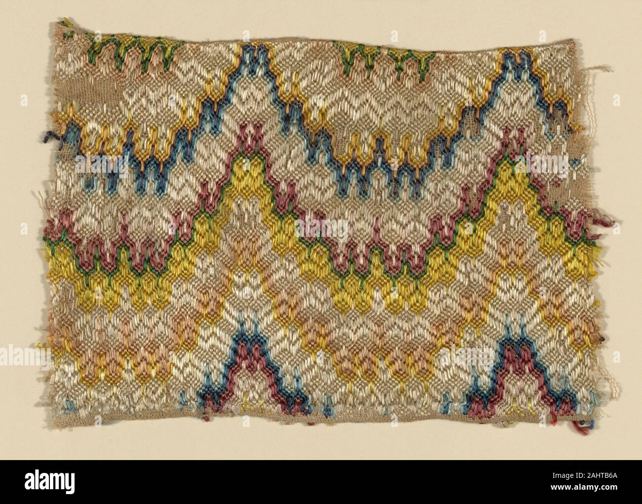 Fragment. 1601–1700. Italy. Linen, plain weave; embroidered with silk ...