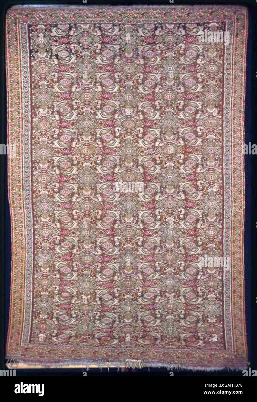 Cotton and wool slit tapestry weave with warp fringe hi-res stock ...