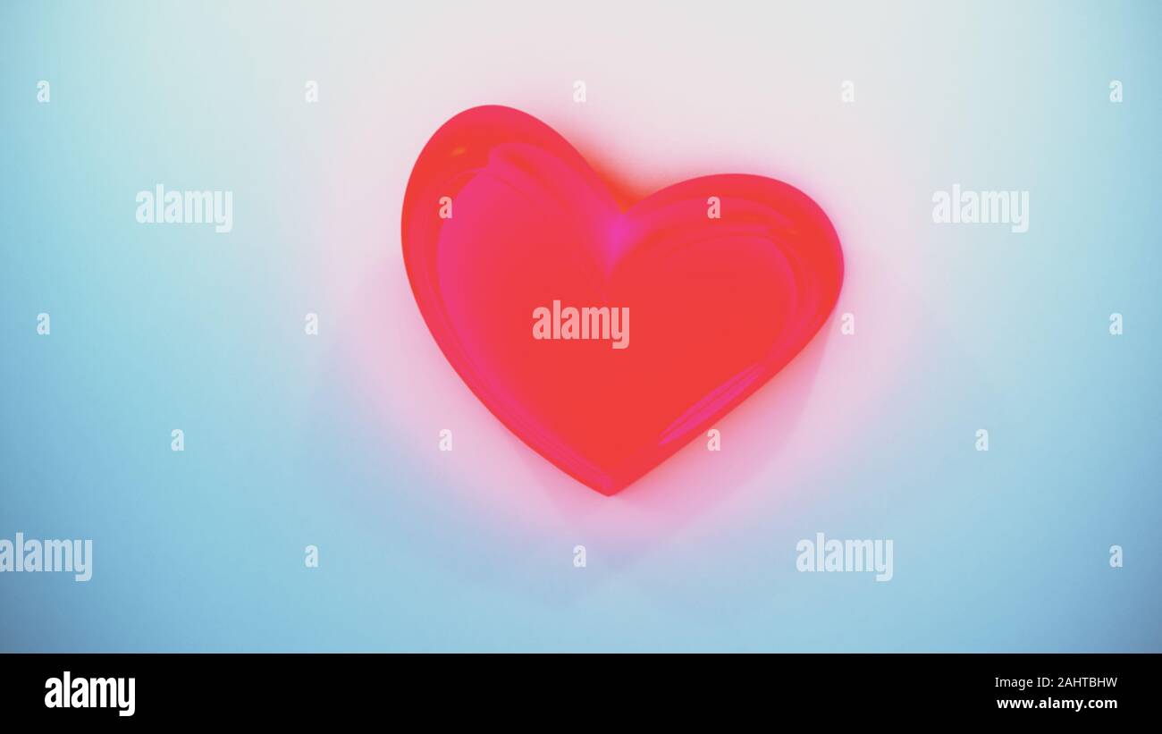 Heart symbol with burning red light on the blue wall Stock Photo - Alamy