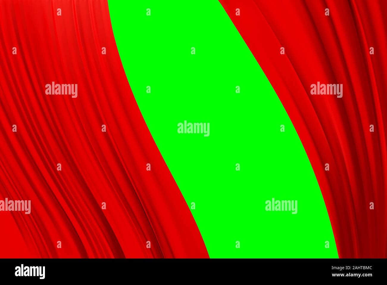 Curtains reveal green screen Stock Photo - Alamy