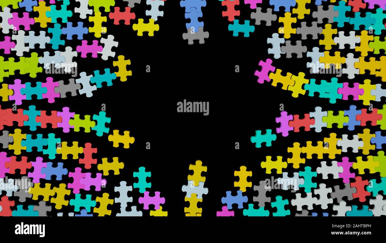 Revealing multi colored jigsaw puzzle pieces Stock Photo - Alamy