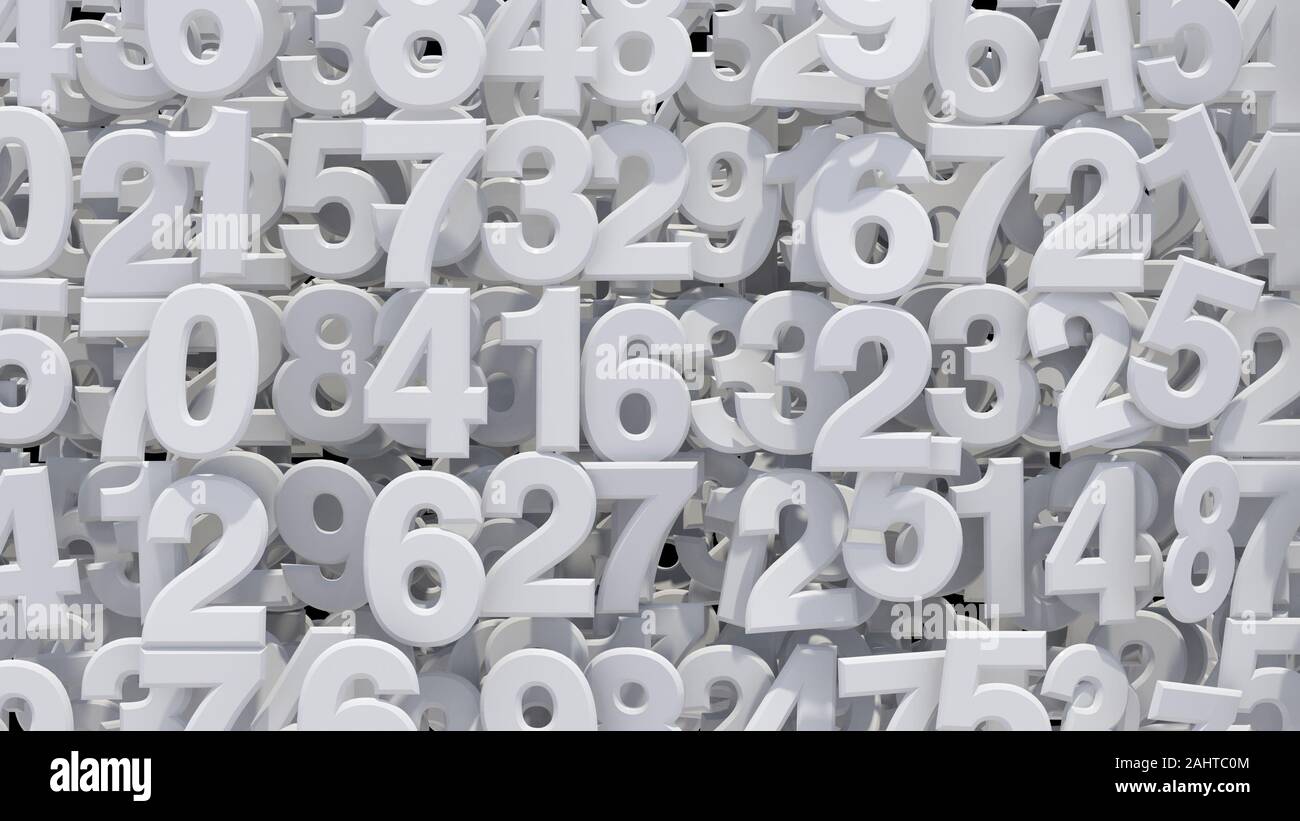 0-9 numbers in a chaotic pattern Stock Photo - Alamy