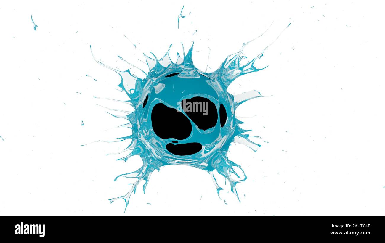 Liquid explosion with black sphere inside Stock Photo - Alamy