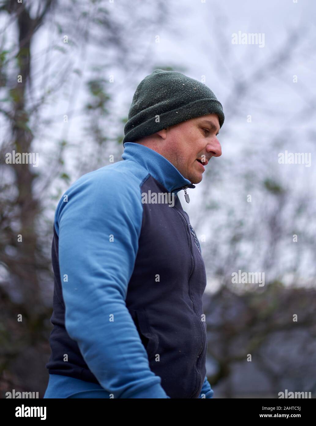 Working rural man profile in the cold season Stock Photo - Alamy