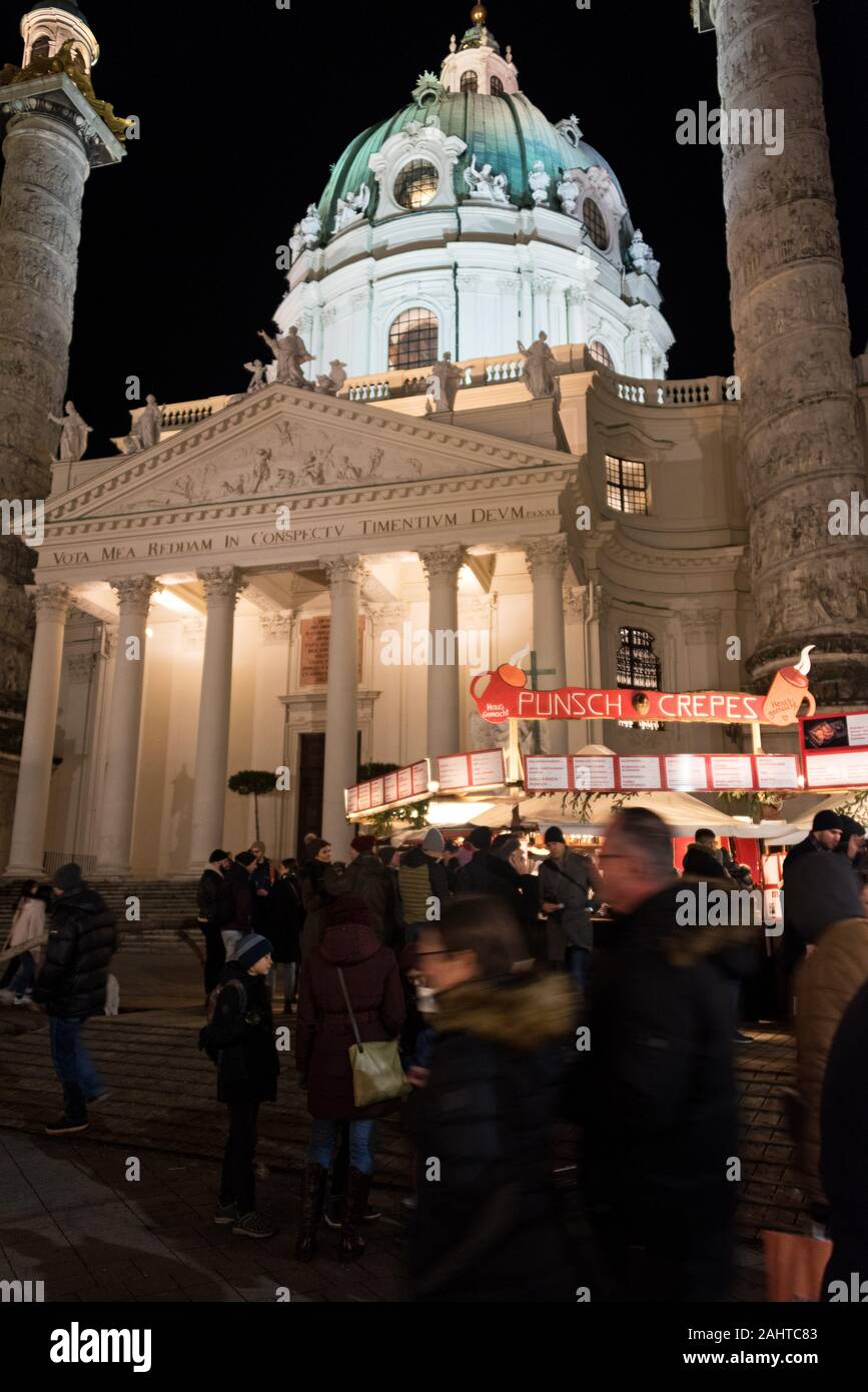 Art Advent Christmas market in Karlsplatz, Vienna, Austria Stock Photo ...
