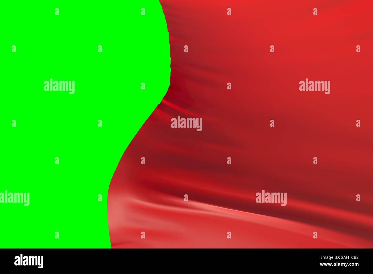 Side pulled cloth on a green screen Stock Photo - Alamy