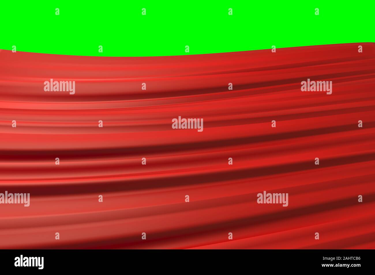 Pulled revealing cloth with wave folds on a green screen Stock Photo ...