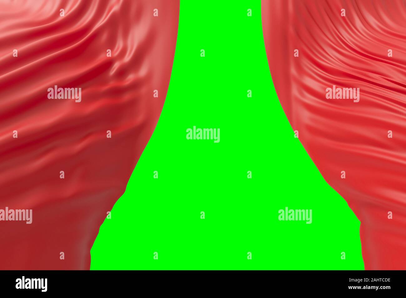 Cloth pulled to reveal green screen Stock Photo - Alamy