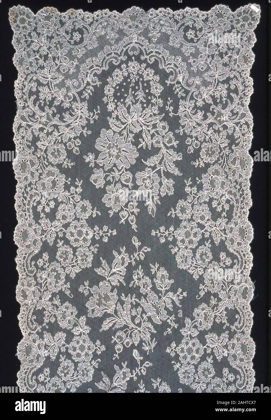 Stole. 1850–1875. Nottingham. Cotton and linen, Pusher machine lace ...