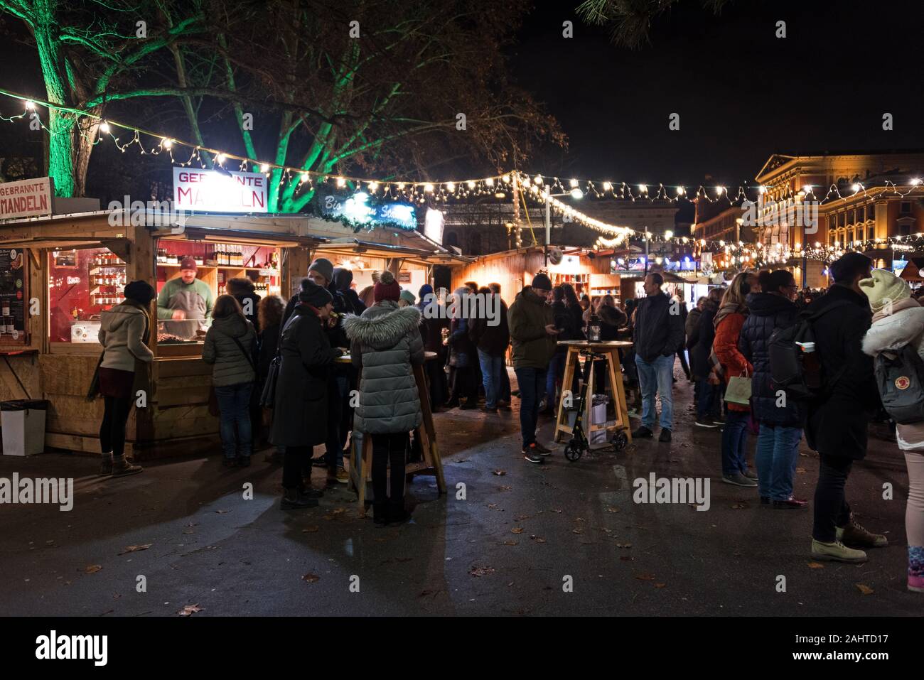 Art Advent Christmas market in Karlsplatz, Vienna, Austria Stock Photo ...