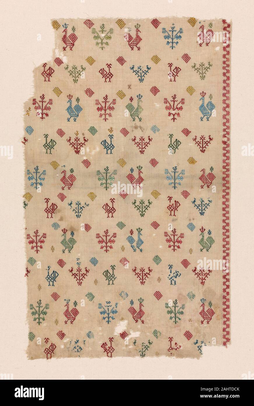 Fragment (Border). 1700–1900. Greece. Linen, plain weave; embroidered ...