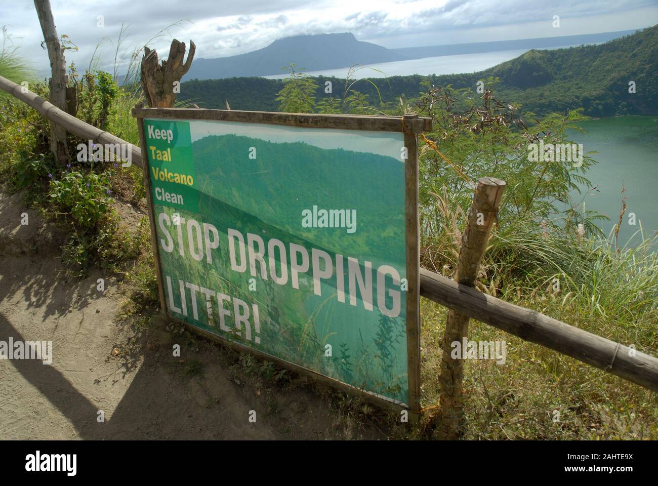 Stop Dropping Litter Sign the top of Taal Volcano, Talisay, Batangas ...