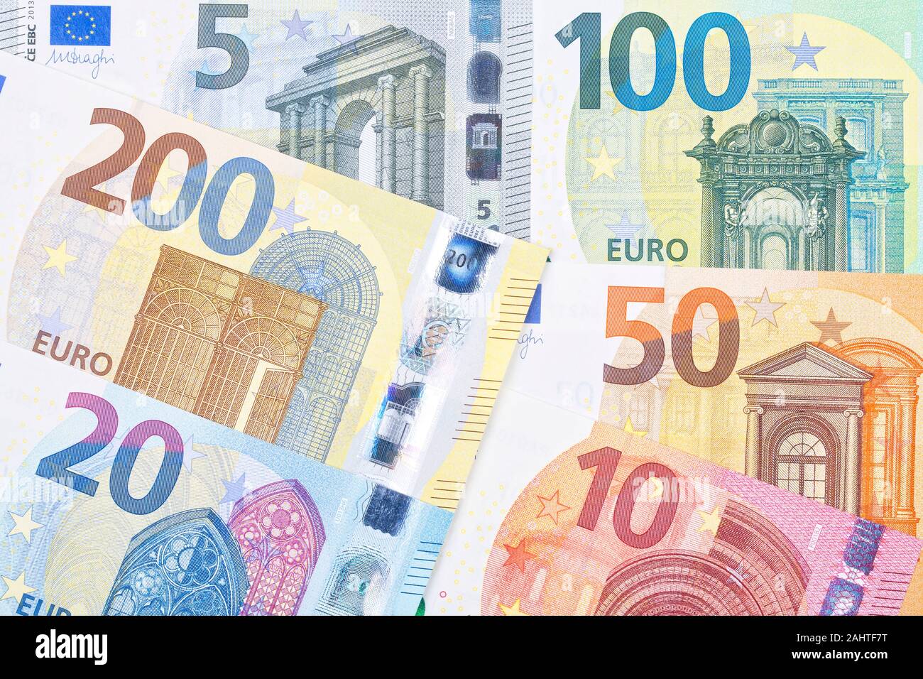 New series of european money a business background Stock Photo - Alamy