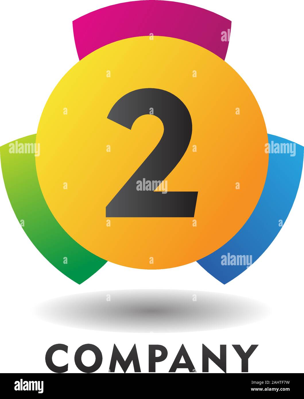 Number 2 Cheerful Logo Concept, Colorful Numeric Logo Design Template ...
