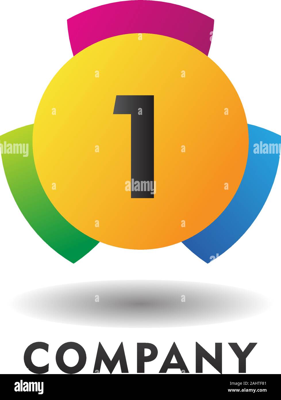 Number 1 Cheerful Logo Concept, Colorful Numeric Logo Design Template ...