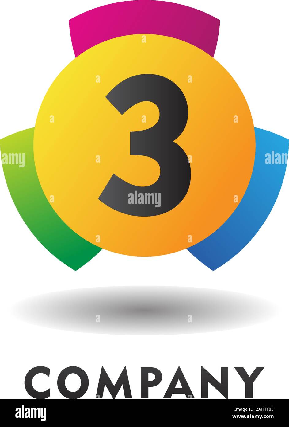 Number 3 Cheerful Logo Concept, Colorful Numeric Logo Design Template ...