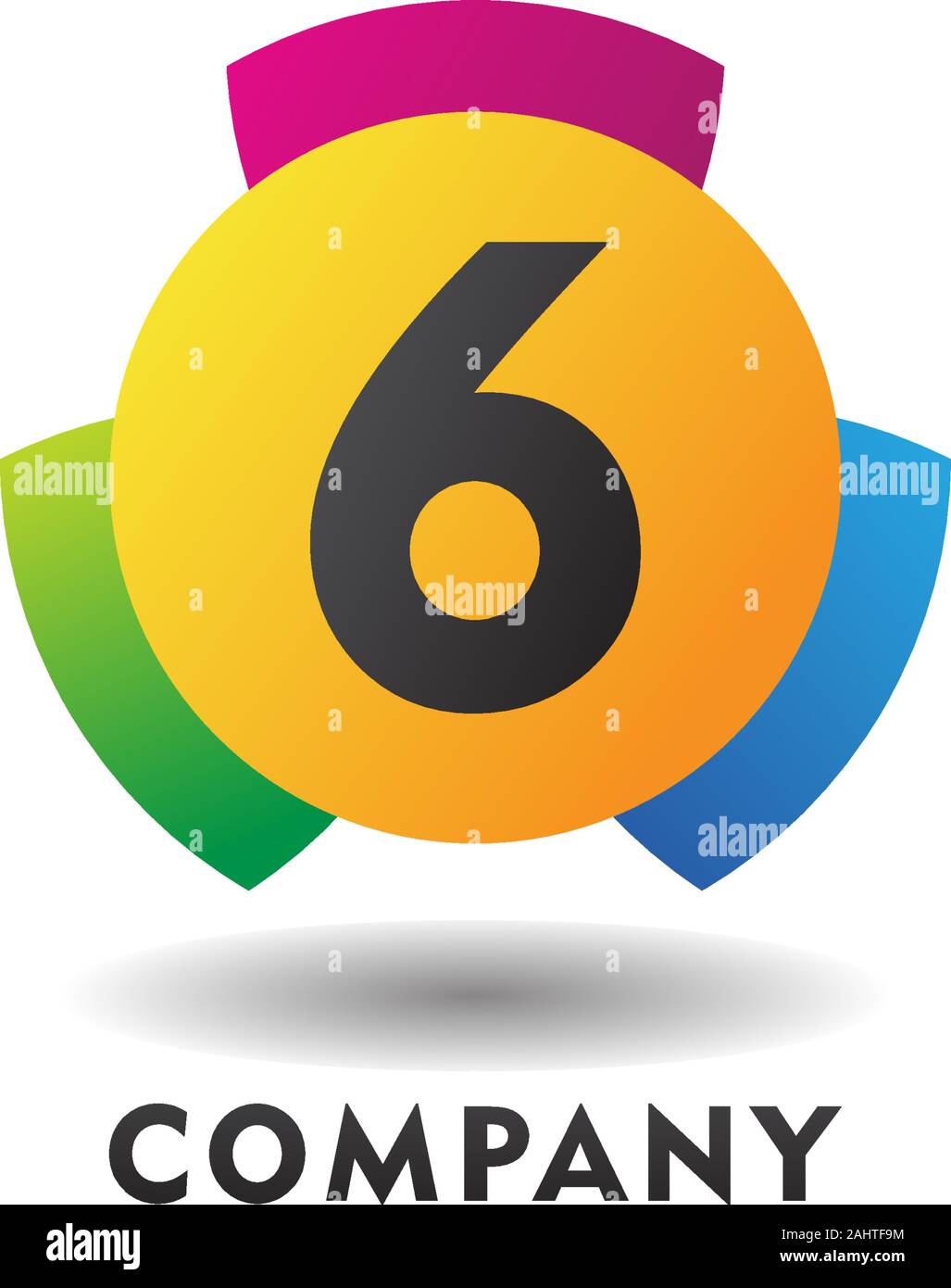Number 6 Cheerful Logo Concept, Colorful Numeric Logo Design Template ...