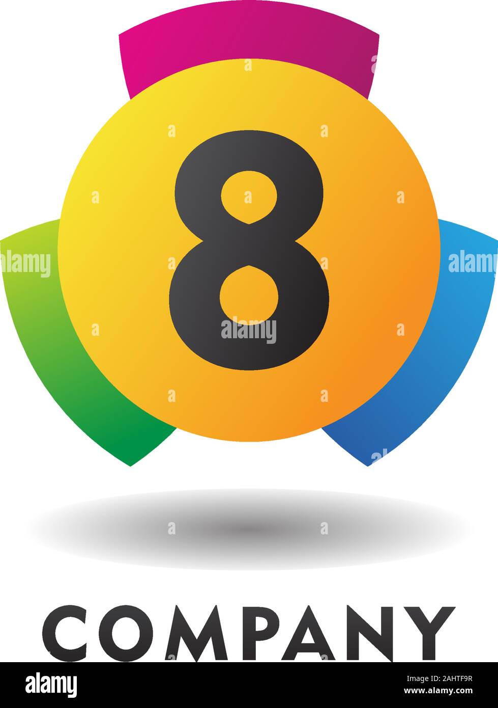 Number 8 Cheerful Logo Concept, Colorful Numeric Logo Design Template ...