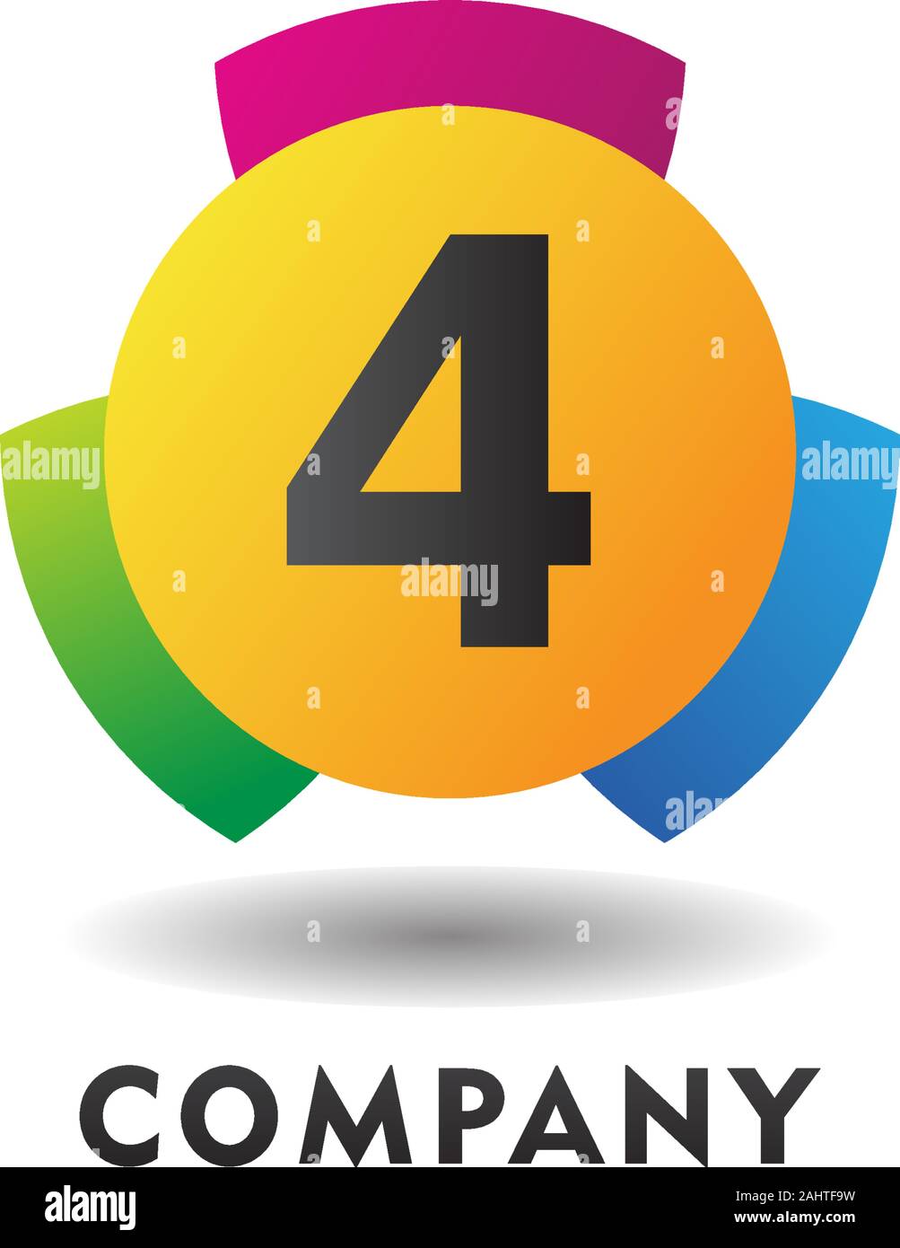 Number 4 Cheerful Logo Concept, Colorful Numeric Logo Design Template ...