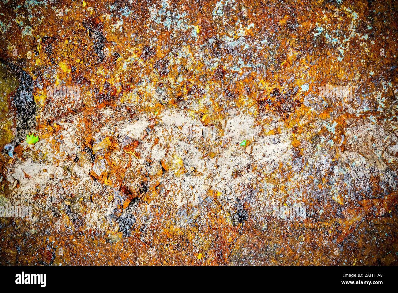 High resolution view on aged and weathered rusty walls found in an ...