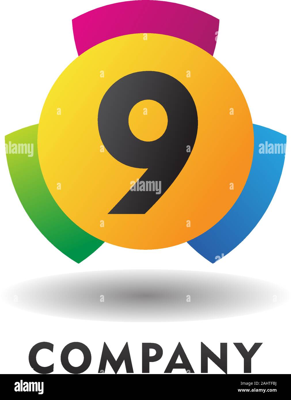Number 9 Cheerful Logo Concept, Colorful Numeric Logo Design Template ...