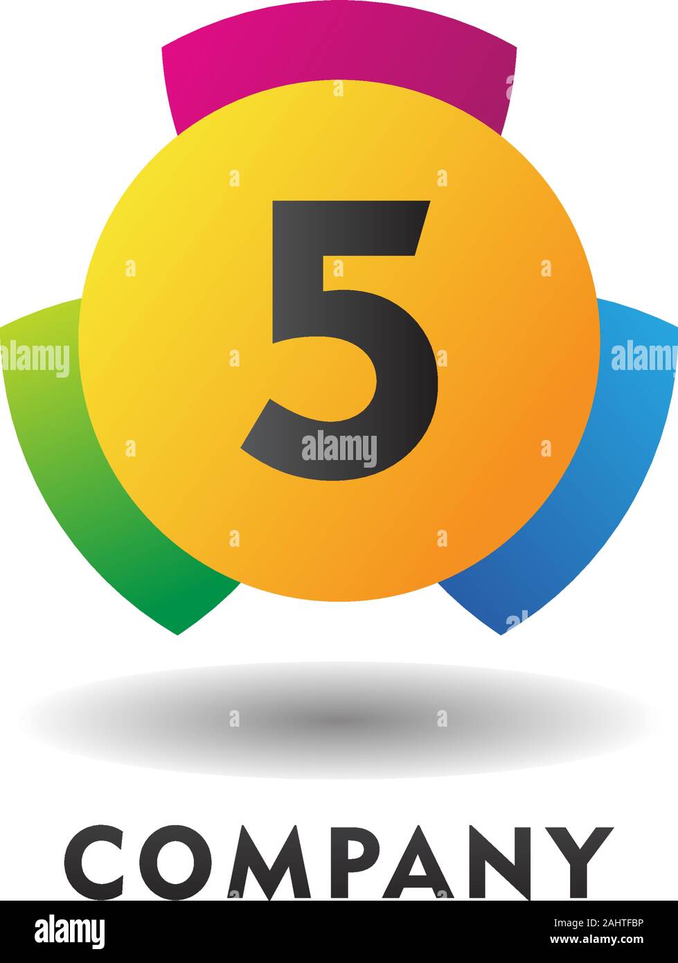 Number 5 Cheerful Logo Concept, Colorful Numeric Logo Design Template ...