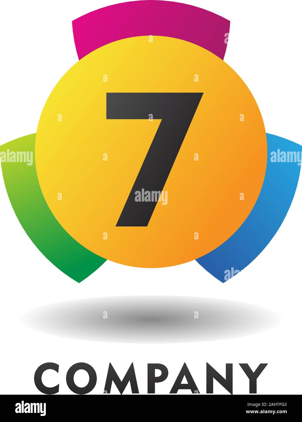 Number 7 Cheerful Logo Concept, Colorful Numeric Logo Design Template ...