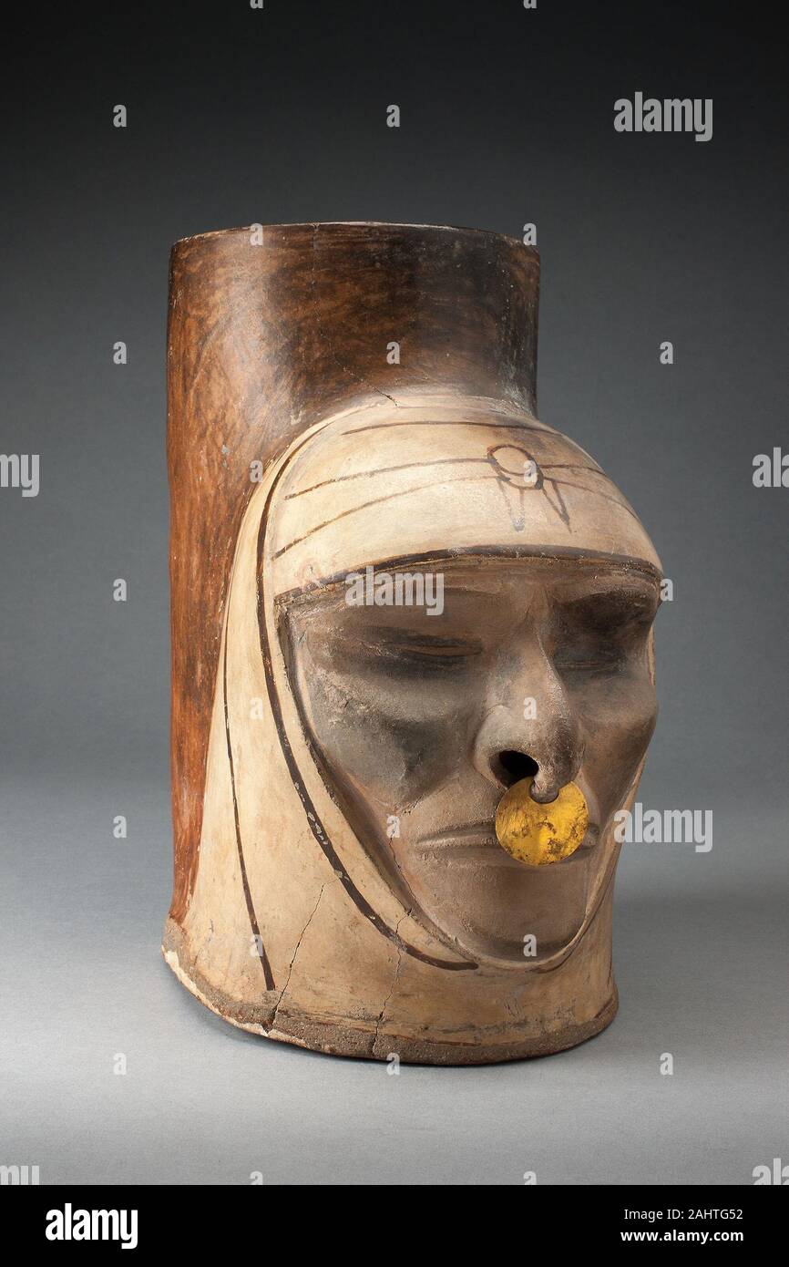 Moche. Fragment of a Jar in the Form of a Human Head, Possibly Deceased ...
