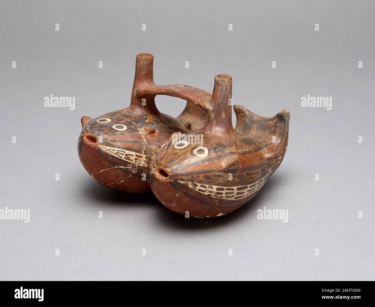 Nazca. Bridge Vessel in the Form of a Pair of Interlocked Fish. 180 BC ...