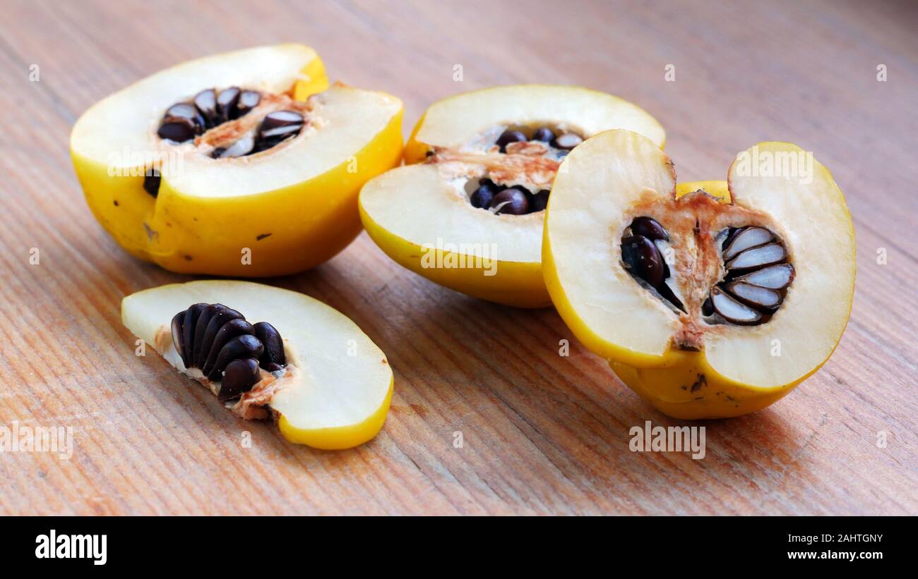 Fruit of Japanese quince. Autumn harvest Stock Photo - Alamy