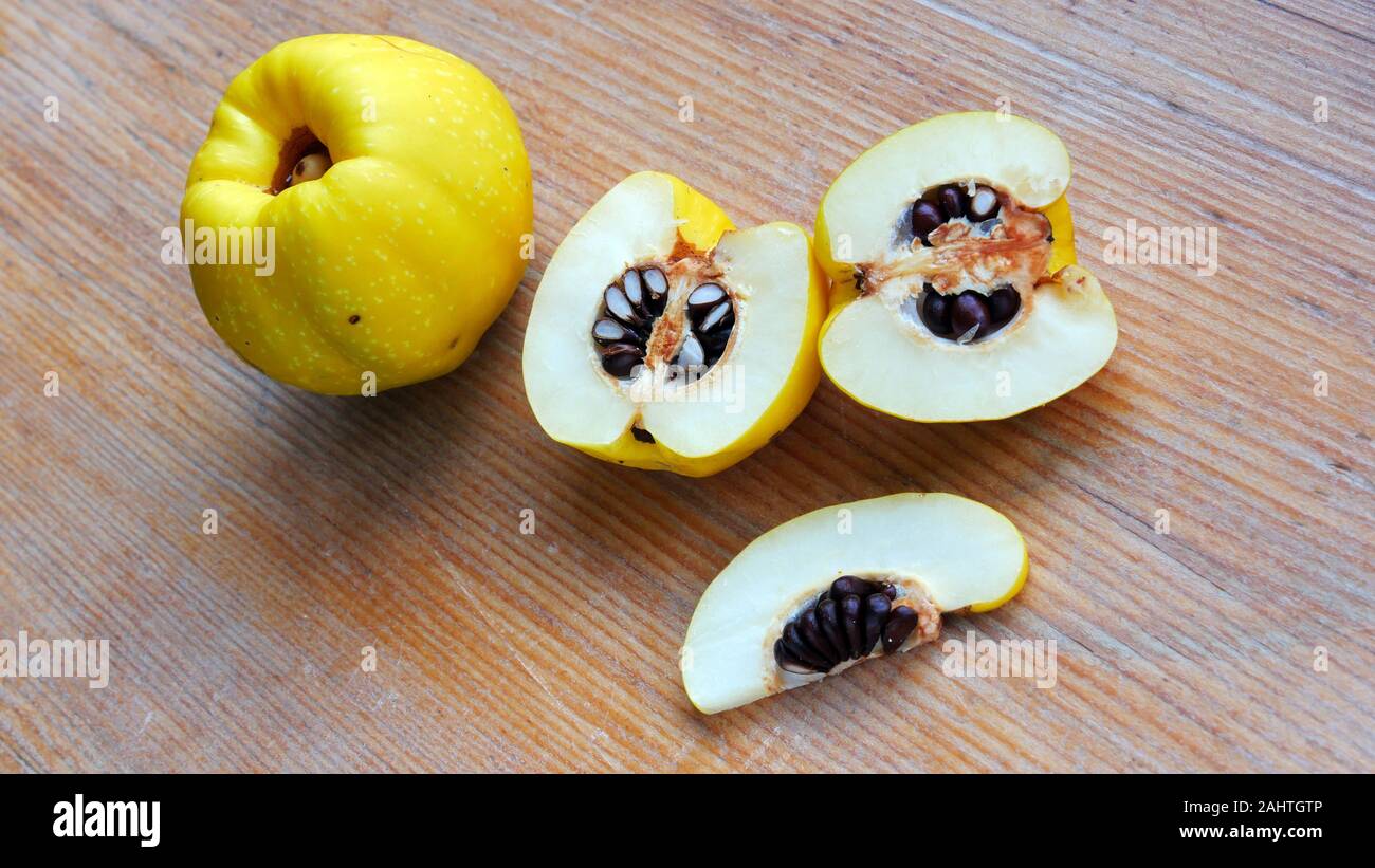 Fruit of Japanese quince. Autumn harvest Stock Photo - Alamy
