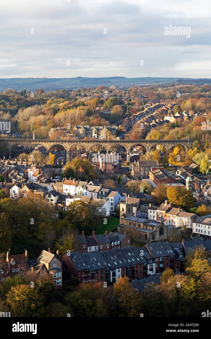 Railway viaduct in Durham City, England. The Victorian viaduct carries ...
