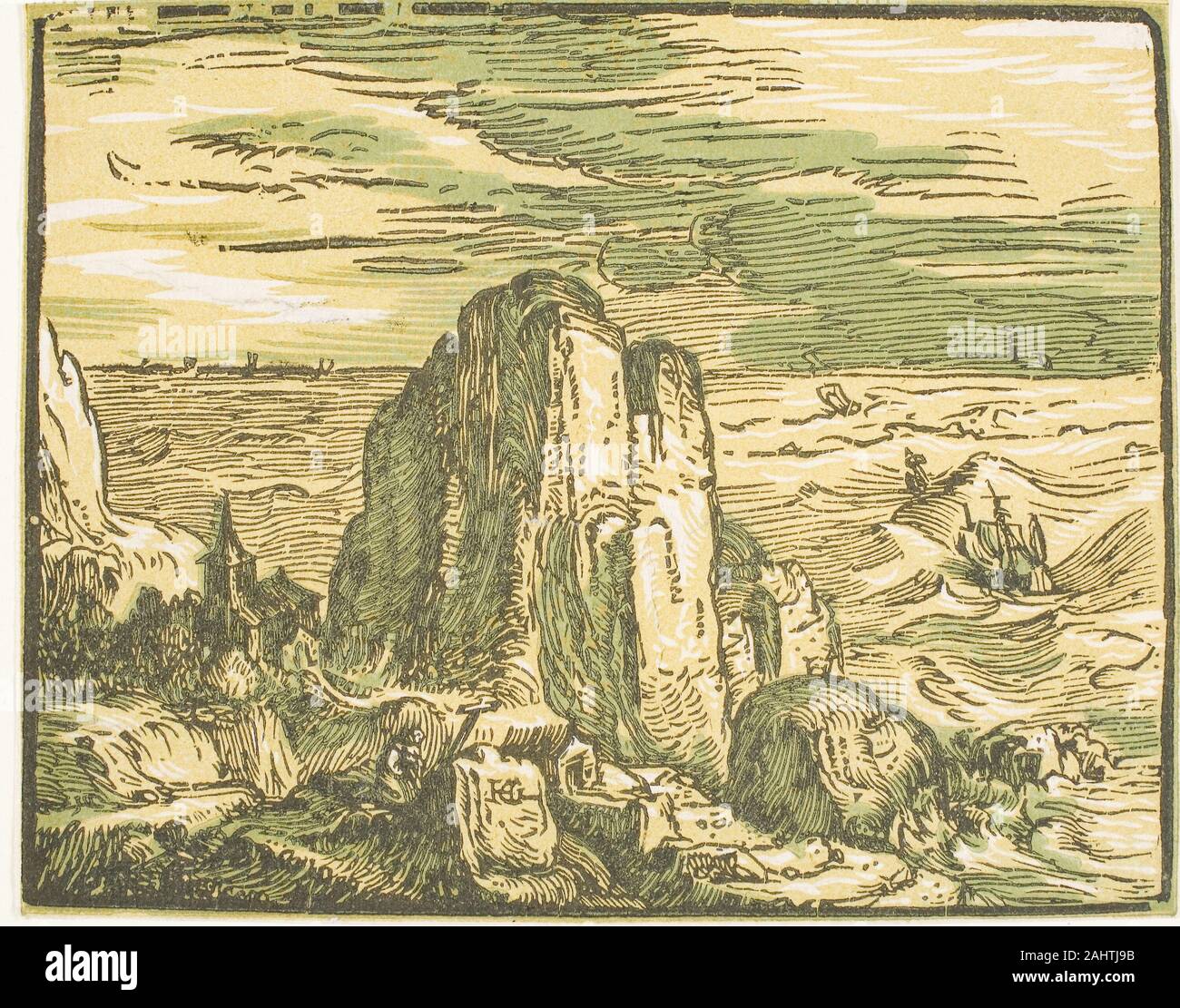 Hendrick Goltzius. Cliff on a Seashore, from Four Small Landscapes ...