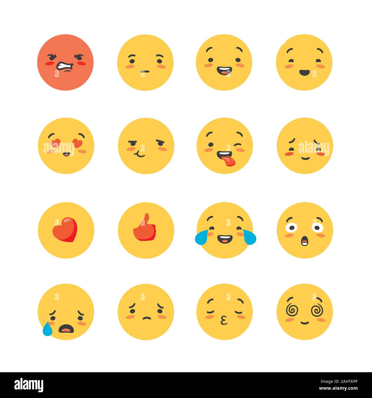 Set of yellow round emoticons and emoji Stock Vector Image & Art - Alamy