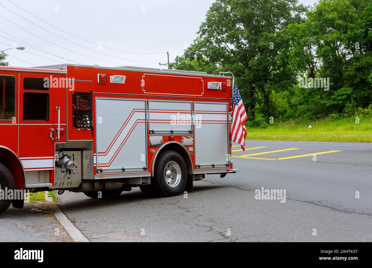 Red city fire brigade car hi-res stock photography and images - Alamy